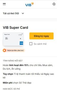 Thẻ Super Card VIB - Hạn mức cao, điều kiện mở dễ dàng
